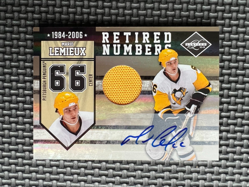 2010 Panini Limited Retired Numbers Mario Lemieux GU Jersey Auto ...