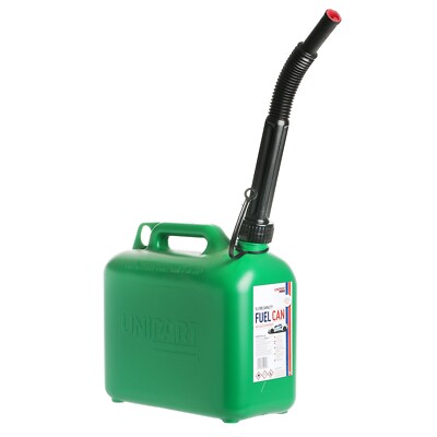 Unipart 5 Litre Unleaded Fuel Petrol Can Green Slim Design Auto Stop ...