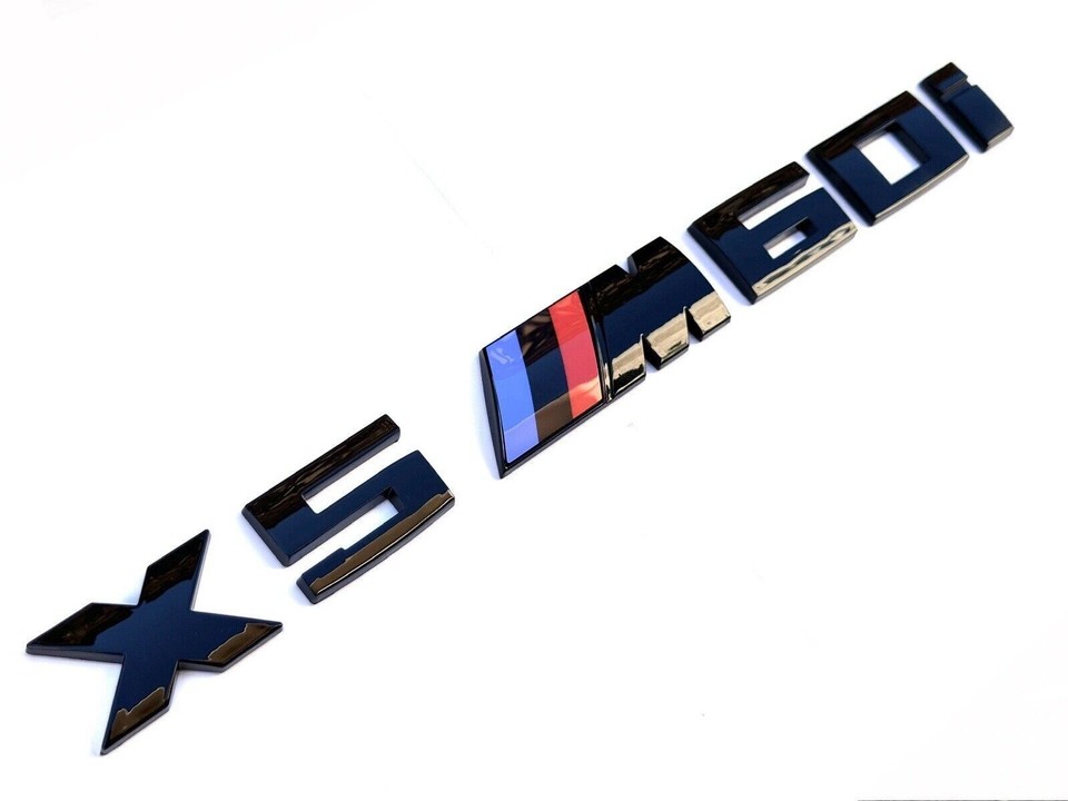 Gloss Black Style fit for BMW X5 + M60i Emblems M OEM size Emblems ...