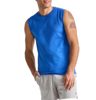 Champion Muscle Tank, C Logo Cotton/ Polyester Blue Size Small | eBay