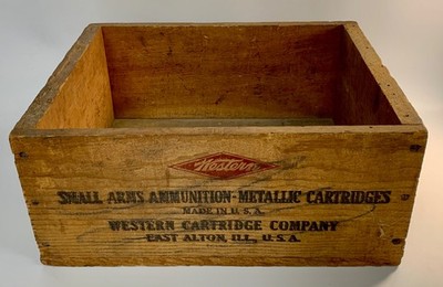 Vtg Western Small Arms Ammunition 22 Long Rifle Cartridges Wooden Box ...