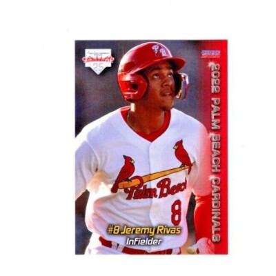 Jeremy Rivas 2022 Palm Beach Cardinals baseball team card Valencia ...