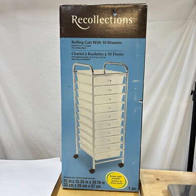 Recollections 10-Drawers White Rolling Cart Storage Organizer Shelving ...