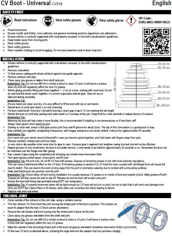 Universal CV Boot Kit Split Constant Velocity Joint Gaiter Stretchable ...