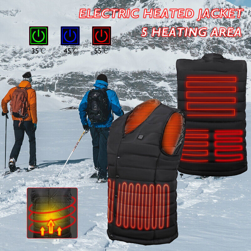 USB Electric Heated Vest Jacket Cloth Warm Up Heating Pad Body Warmer ...