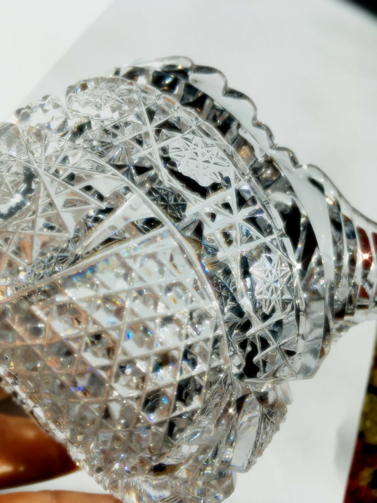 Antique American Brilliant Cut Crystal Glass Cream & Sugar Hobstar RARE ...