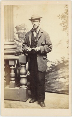 Handsome Young Man Holding Book Open Hat Goatee 1860s CDV Carte de ...