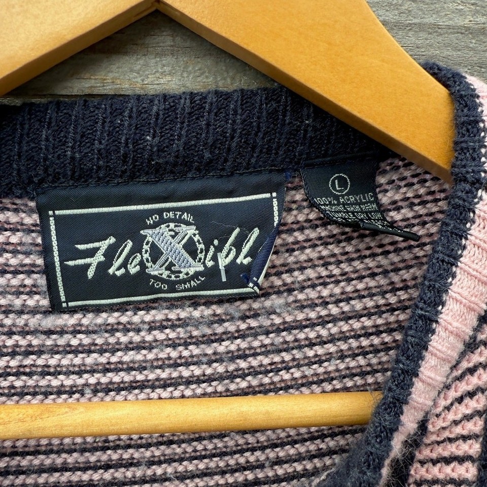 Flexible Pink Blue No Detail Too Small pattern Vintage 80s sweater Size ...