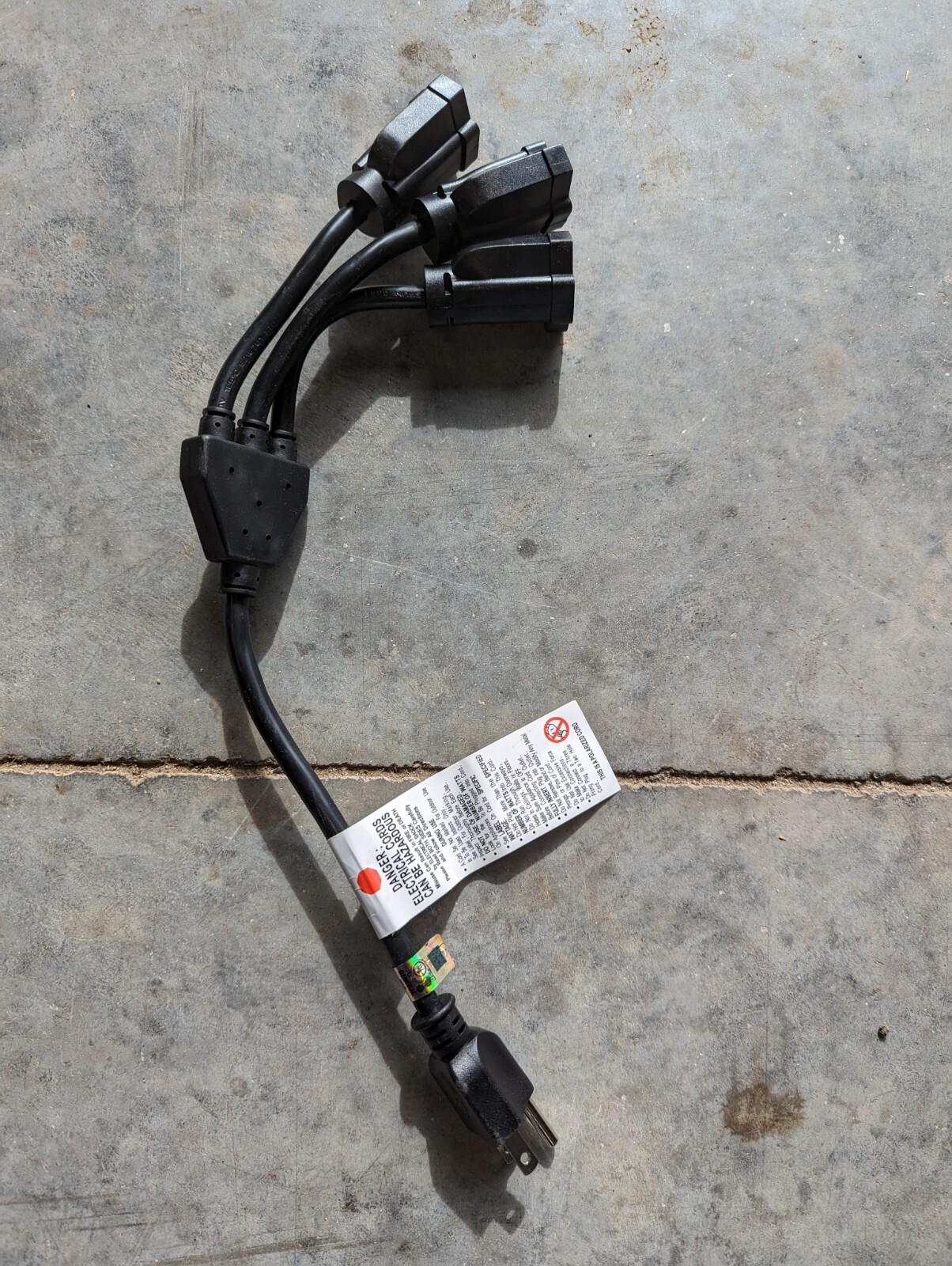 18 Inch Power Extension Cord 3 Way Splitter- 1 to 3 Splitter Outlet ...