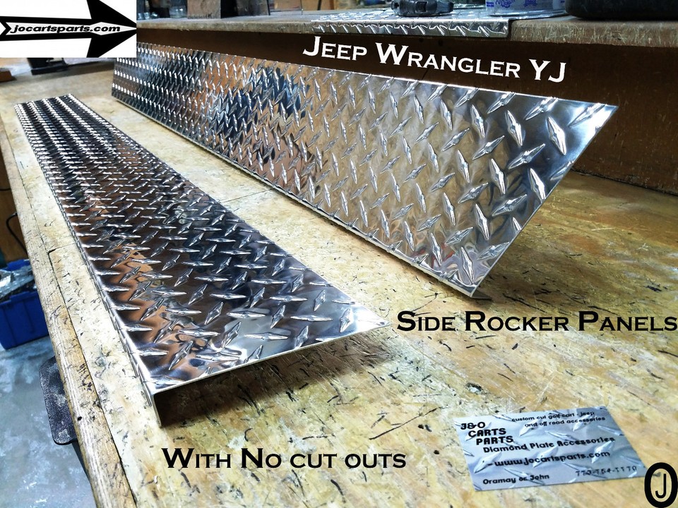 Fits JEEP YJ Wrangler Diamond plate Rocker Panels no cut outs & 1" BEND ...