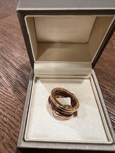 Bvlgari B.Zero1 18k Rose Gold and Cermet 2-Band Ring | eBay