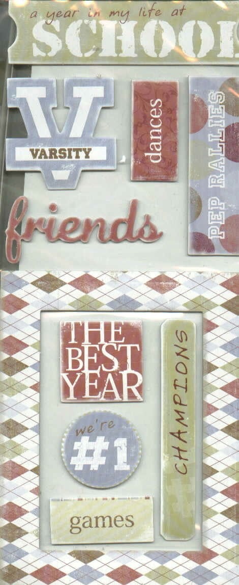 SCHOOL Year Friends Pep Rallies Dances Varsity Games MAMBI Chipboard ...