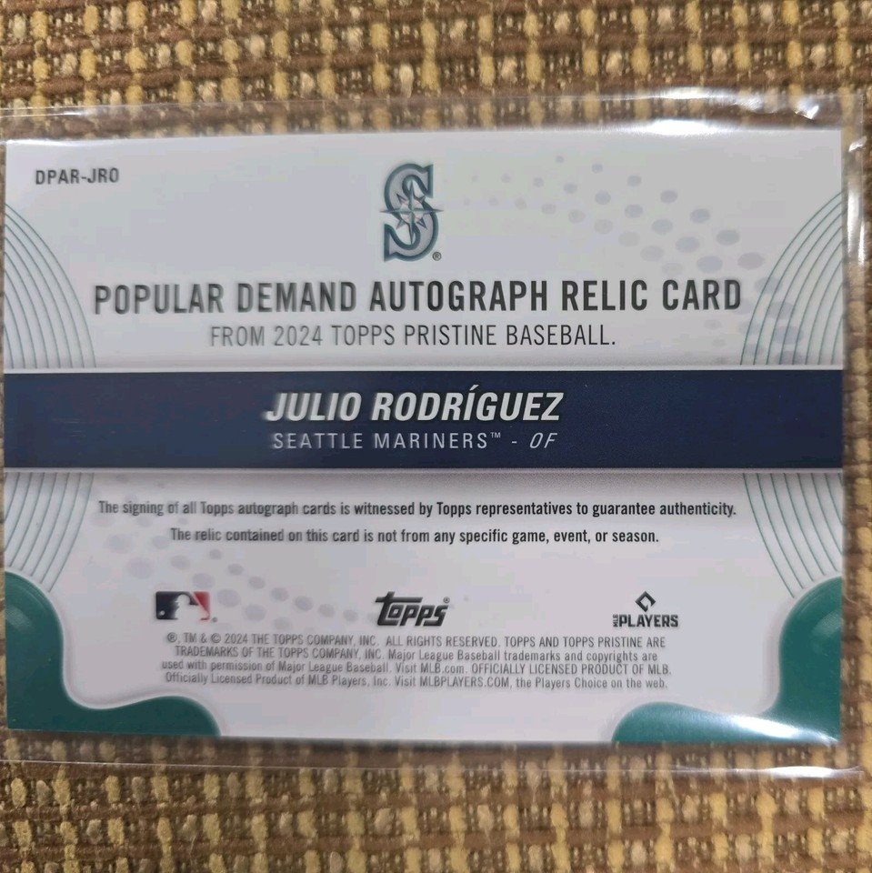 2024 Topps Pristine Popular Demand Patch Auto Julio Rodriguez Seattle ...