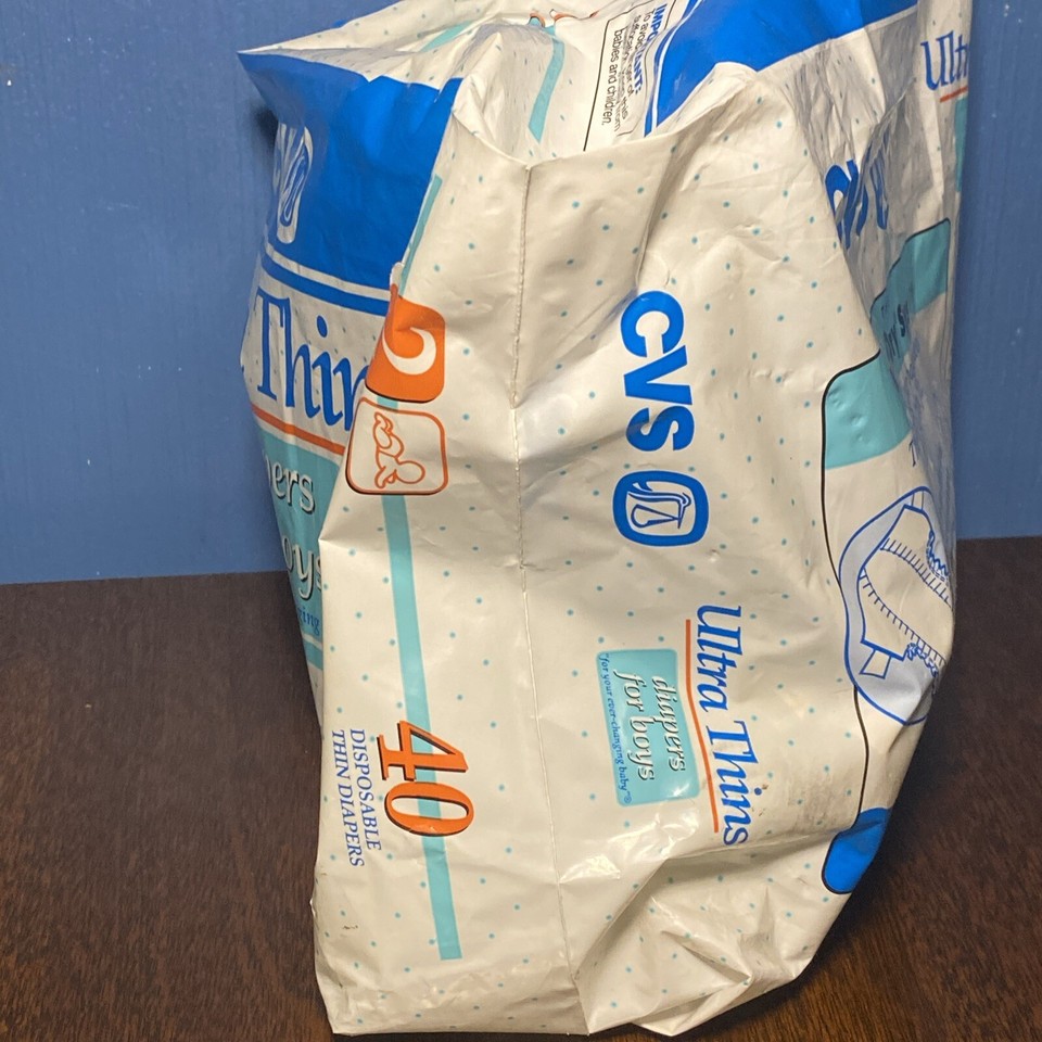 VINTAGE 90s Plastic Diapers Lot Of 6 w CVS Package Muppet Babies Ultra ...