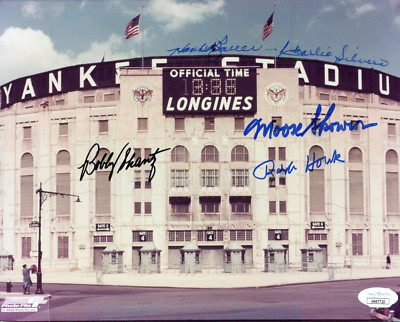 Hank Bauer Charlie Silvera Bill Skowron Shantz Houk NY Yankees Signed ...