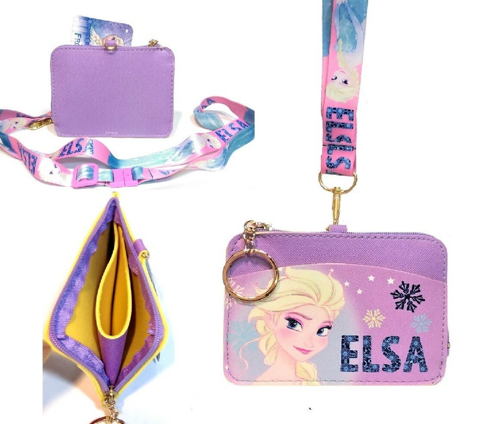 Disney Coin Cash Purse ID Credit Card Holder PU Leather Wallet Lanyard ...