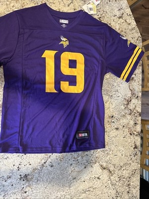 Adam Thielen Vikings Jersey Large Mens Purple Yellow NFL V-Neck Short ...