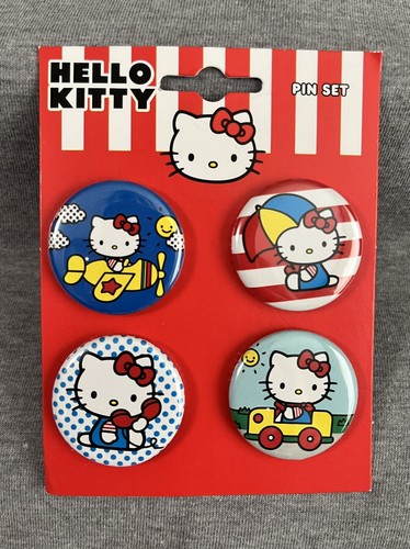 NEW HELLO KITTY HK BY SANRIO 4 PACK OF BUTTONS NEW IN PACKAGE PIN SET ...