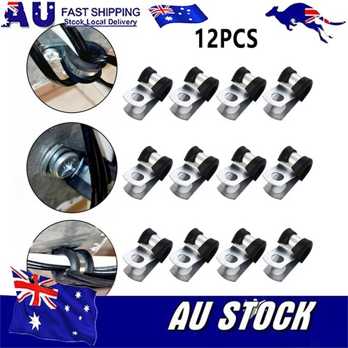 (4.7mm) Brake Pipe Clips 3/16\ Lined Lines Metal+Rubber P Clips Durable ...