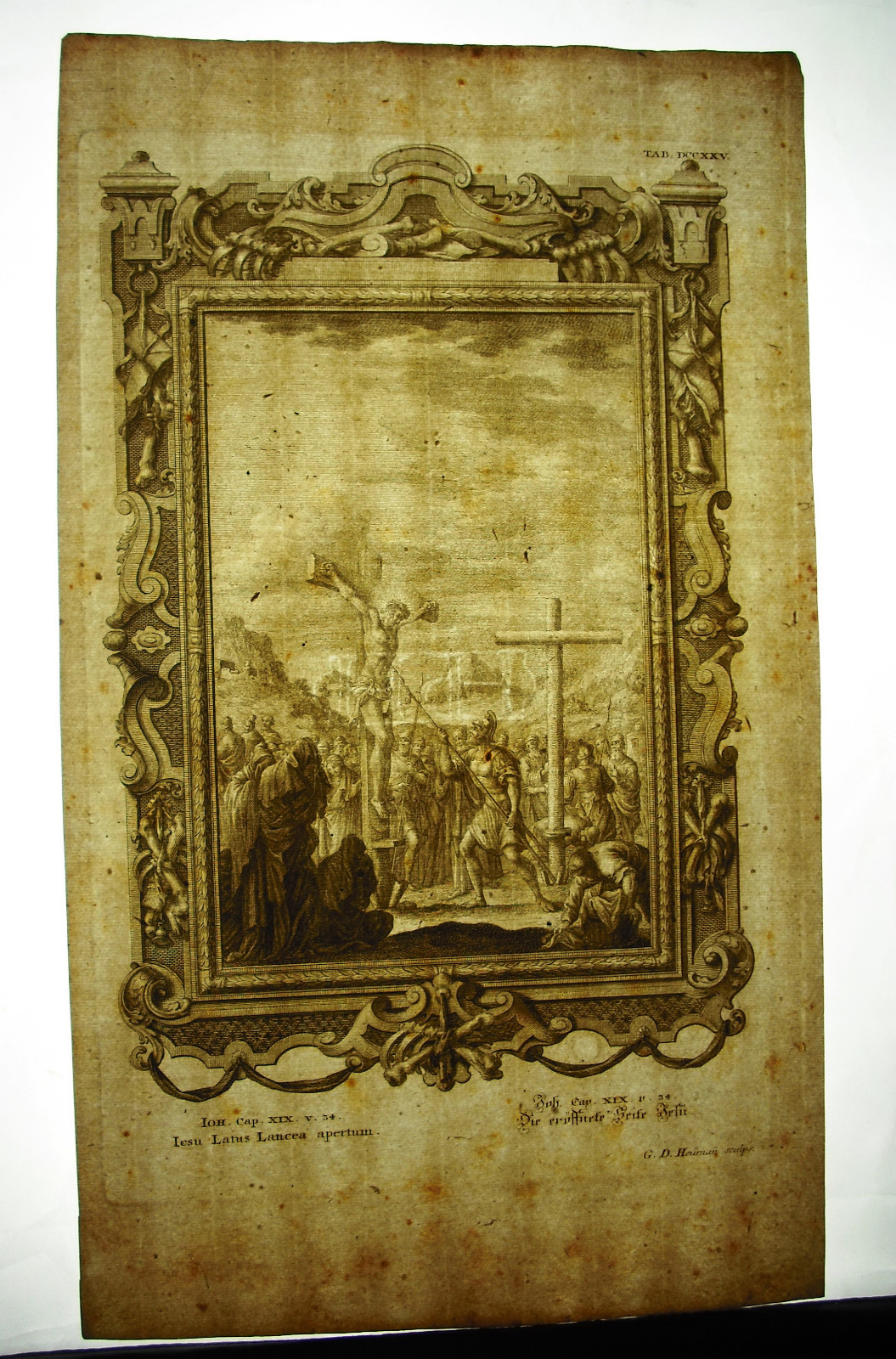 Antique Print The Holy Lance Crucifixion of Jesus c1731 HEUMANN Germany ...