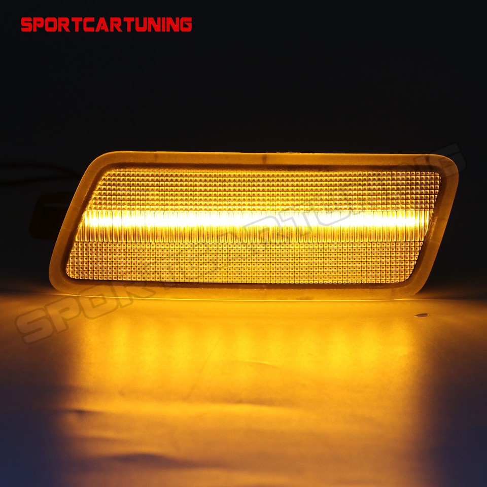 2x Front Amber Full LED Bumper Side Marker Light Clear For 2005-2011 ...