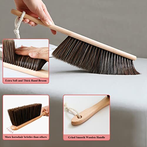 Counter Duster with Wood Handle, Hand Broom,Wood Block Hand Brush,Horse ...