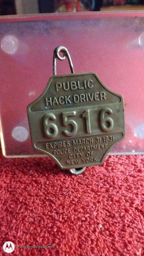 Antique Public Hack Driver Police Dept. City Of New York 1931 Driver ...