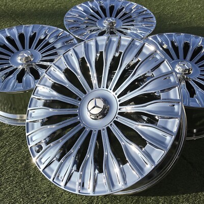 21" MERCEDES MAYBACH OEM S680 RIMS FACTORY S580 AMG CHROME CHAMPAGNE ...