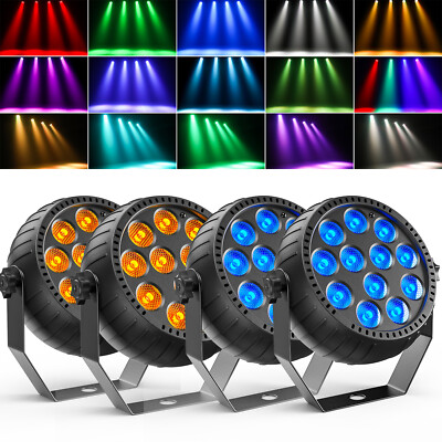 4X Rechargeable Battery RGB 3IN1 LED Par Can Lights Remote Stage Dj ...