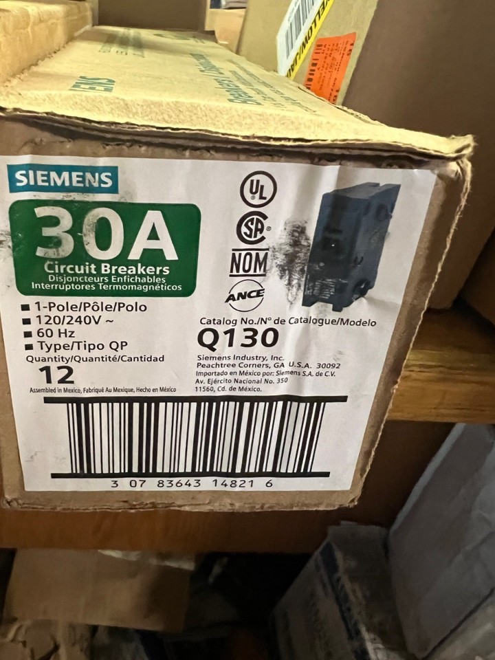 Box of 12 - Siemens 30 Amp Single-Pole Type QP Circuit Breaker Q130 | eBay