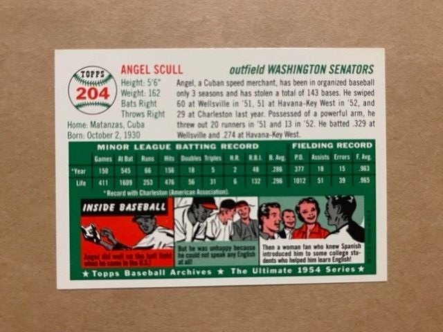 Angel Scull ~ Topps Archives "The Ultimate '54 Series" Card #204 ...