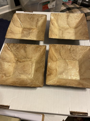 Set Of 4 Square Capiz Dish Made In Philippines New. G 13 | eBay