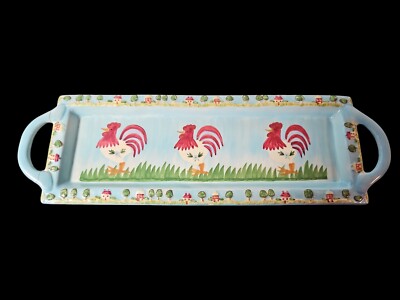 Russ Berrie and Co. Hand-painted Ceramic Rectangular Plate with Chicken ...