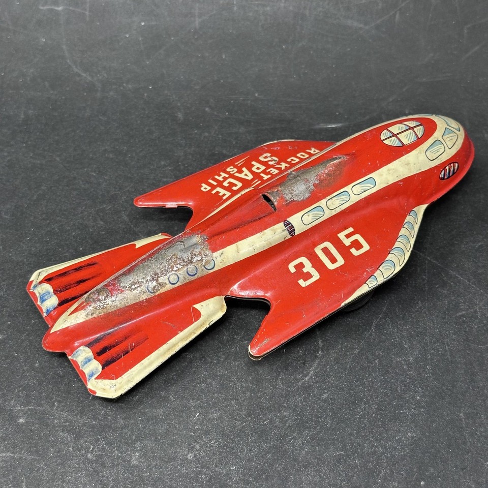 Space Rocket Space Ship 305 Automatic Toy Company 1950s Tin Toy ...
