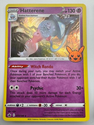 Pokemon TCG Card Trick or Trade Stamp 073/198 Holo Rare Hatterene | eBay