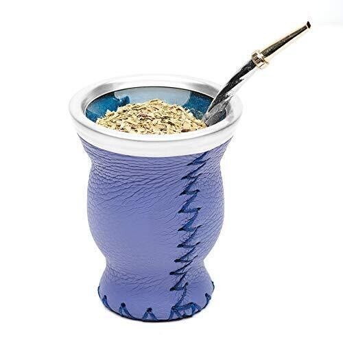 Leather & Glass Yerba Mate Gourd Set (Lilac) | eBay