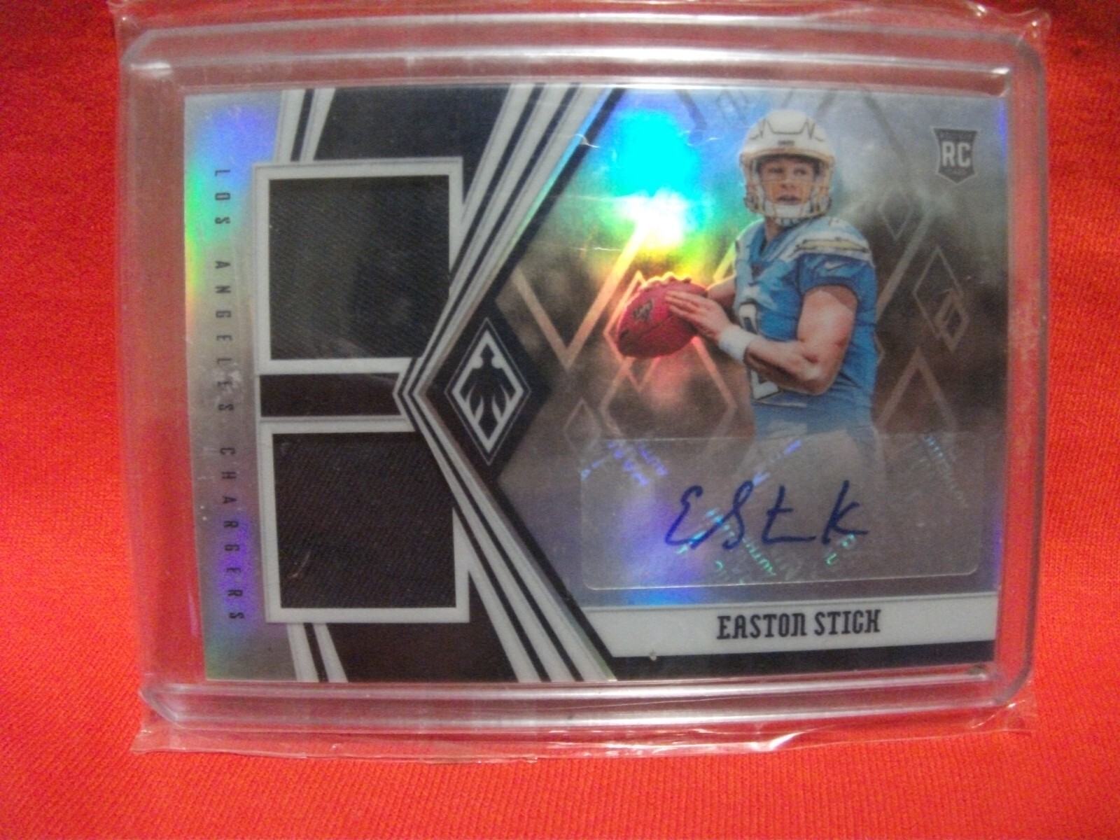 2019 EASTON STICK PHOENIX DUAL PATCH AUTO /99 RC NDSU LA CHARGERS QB ...
