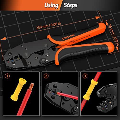 ® Wire Terminals Crimping Tool with 3 Sizes Insulated Ratcheting ...