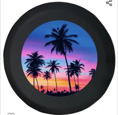 35” SPARE TIRE COVER PALM TREES SUNSET OFF-ROAD ADVENTURE JK ACCESORIES ...