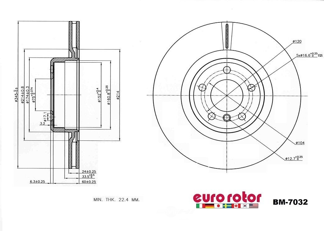Disc Brake Rotor-Sedan Eurorotor BM-7032 for sale online | eBay