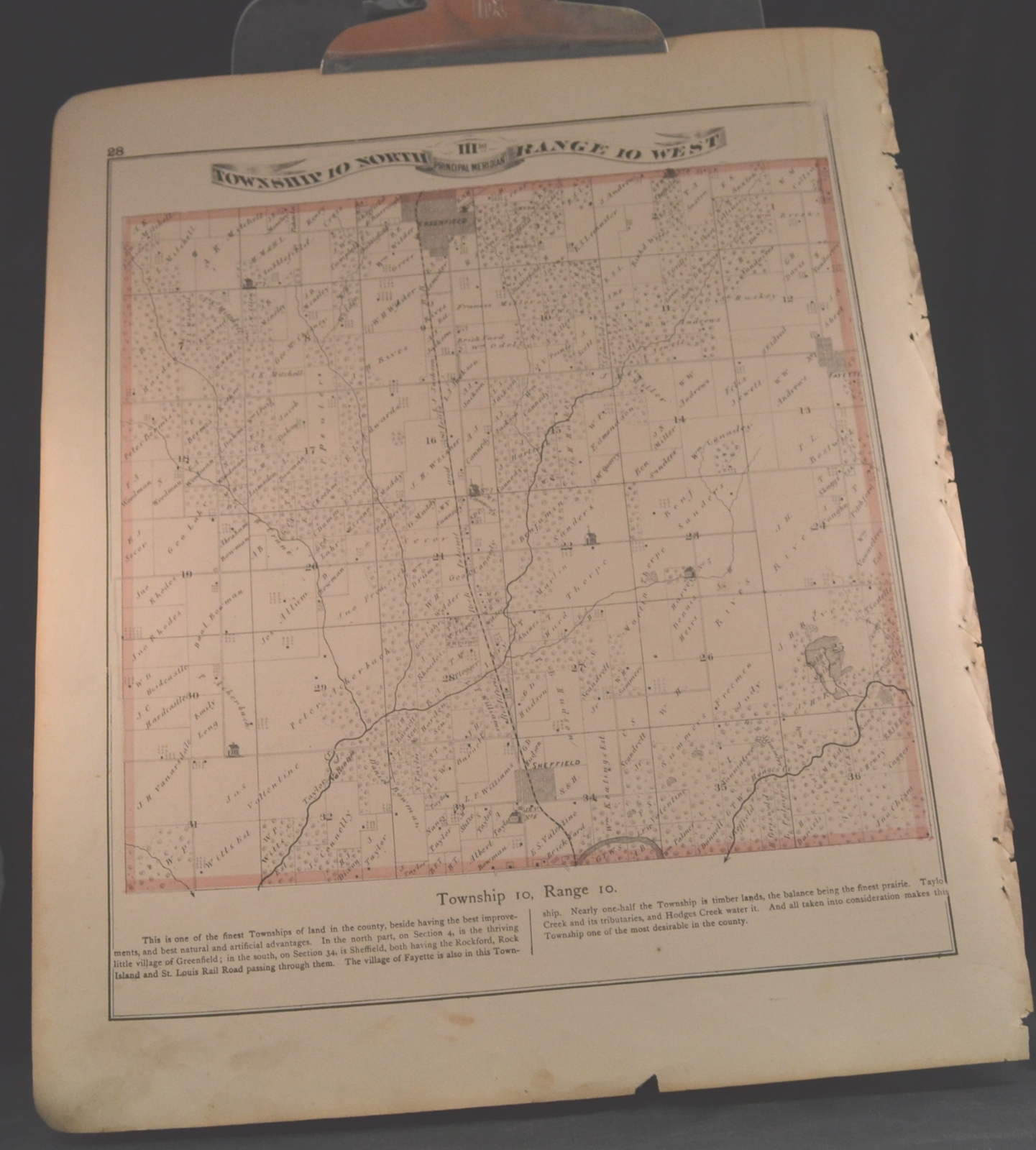 1873 Greene County Linder Rockbridge Townships Illinois Map | eBay