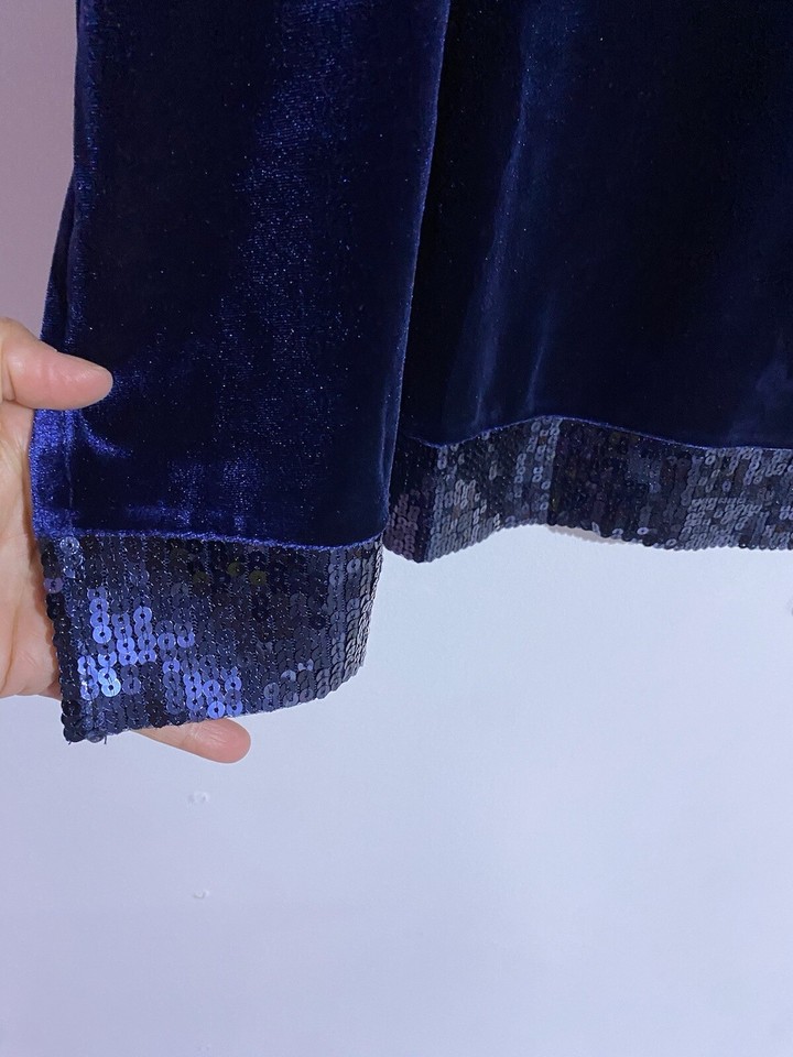 Susan Graver Tunic Top 3X Blue Velvet Sequin Holidays Party Quite ...