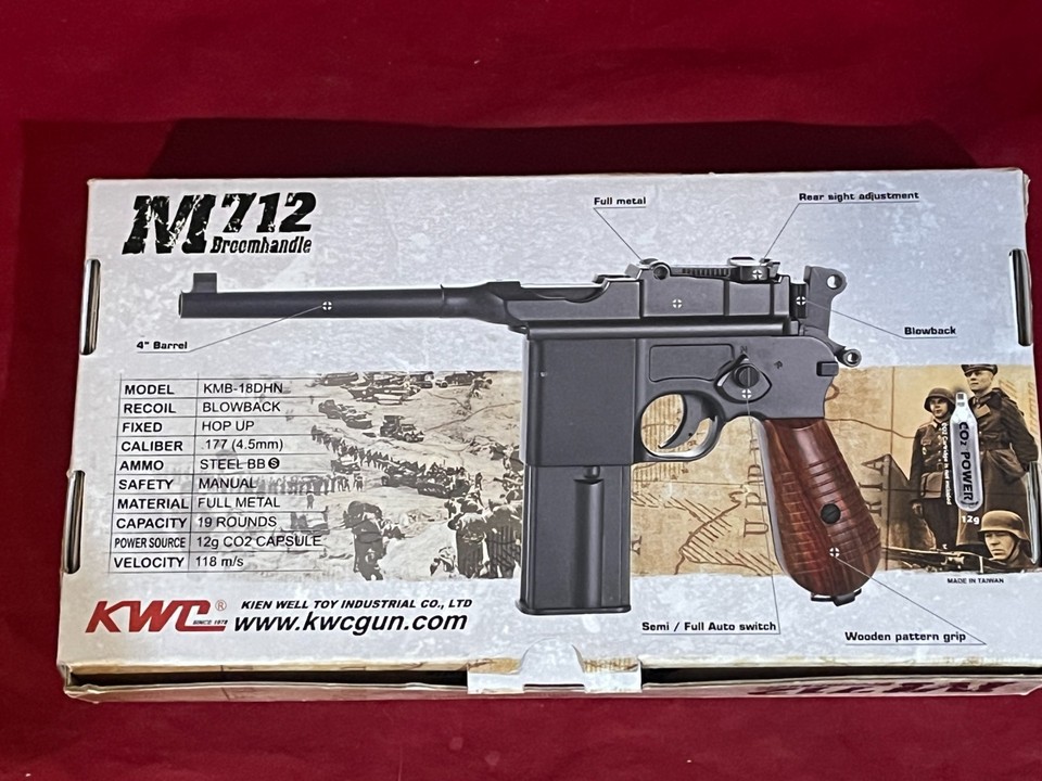 VINTAGE KWC M712 BROOMHANDLE CO2 4.5mm SEMI/FULL AUTO BB GUN w/ORIGINAL ...