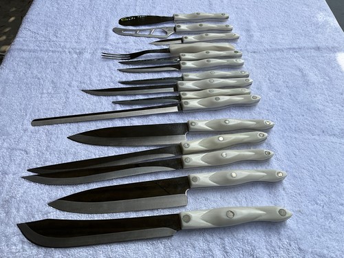 15 Pc Cutco Kitchen Knife Set Pearl White With Wooden Block | eBay