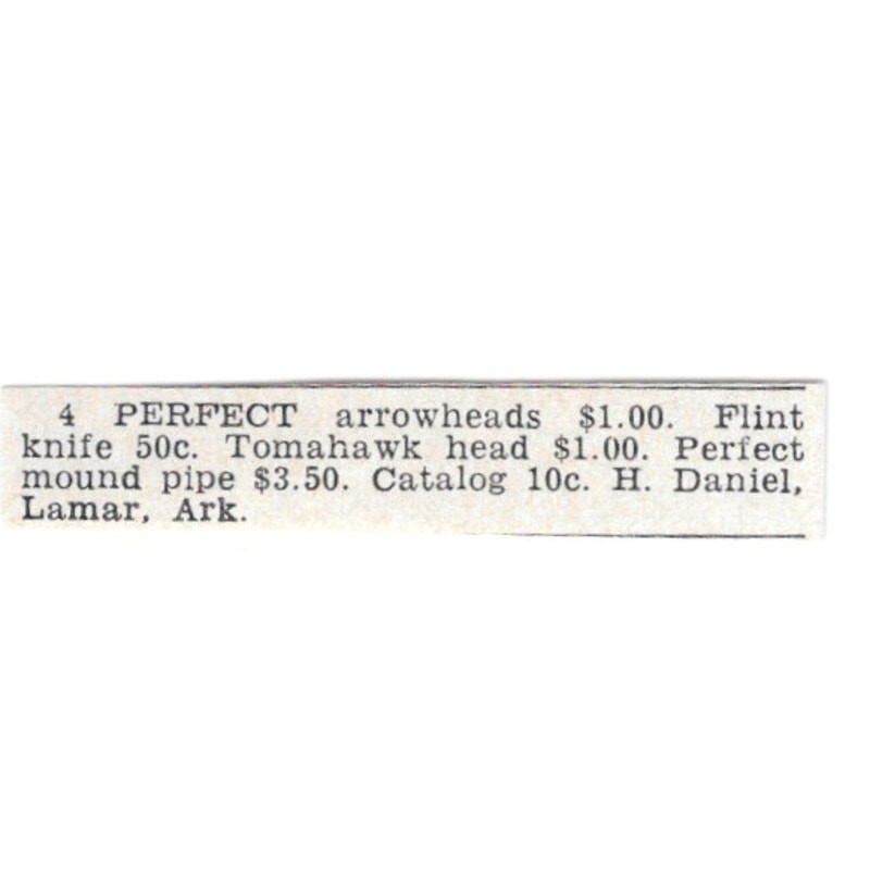 Perfect Arrowheads - H. Daniel, Lamar Arkansas 1955 Ad AG1-S9 | eBay