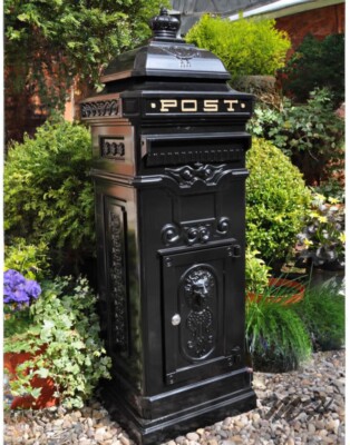 Post Box Mail Box Deep Black Aluminium Post Box Tall Black Post Box ...