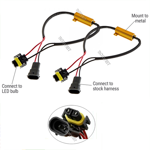 LED H11 Headlight Bulb Canbus Error Free Anti Flicker Resistor ...