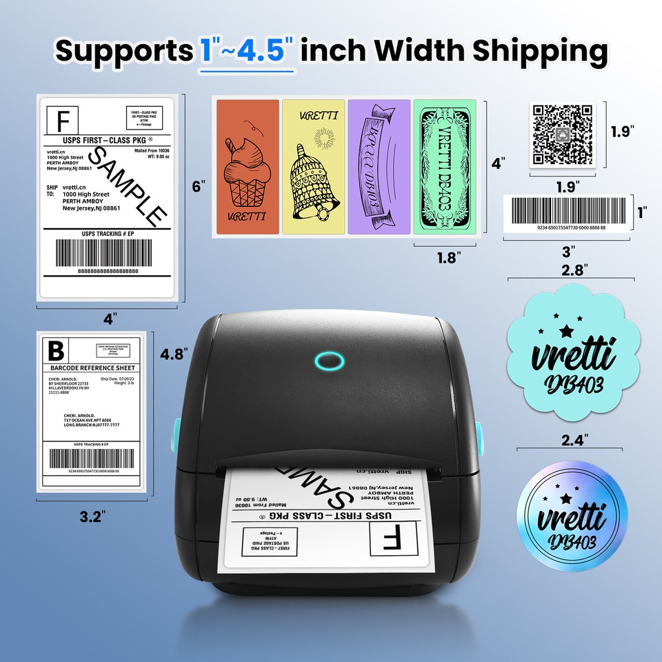 Wireless Bluetooth Thermal Shipping Label Printer 4x6 Label Printer For ...