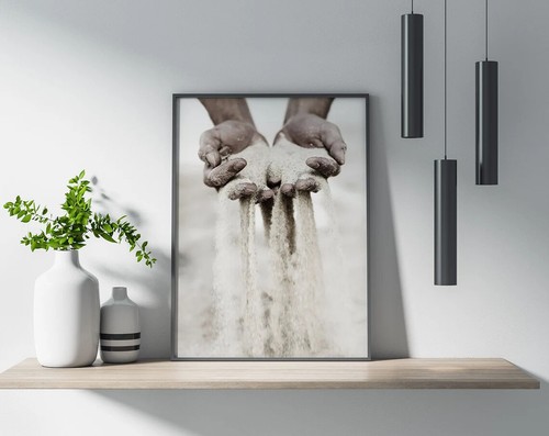 Human Holding Sand Poster Premium Quality Choose your Size | eBay Australia