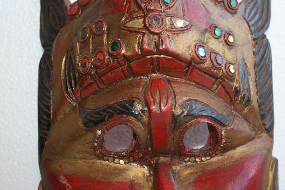 Mask Wood Hand Made Carved Vintage Collectible Home Decoration Wooden ...